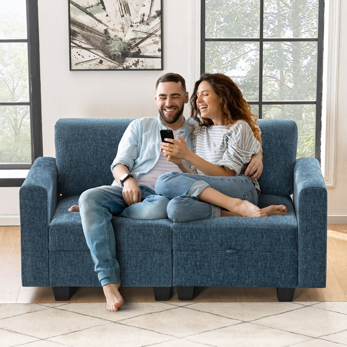 Ebern Designs Jerud Square Arm Modular Loveseat | Wayfair