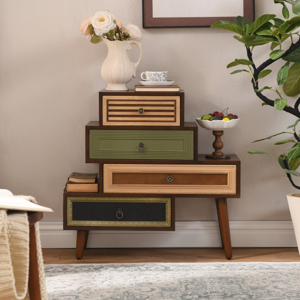 Red Barrel Studio® Fienley Staggered 4-Drawer Cabinet With Artistic ...