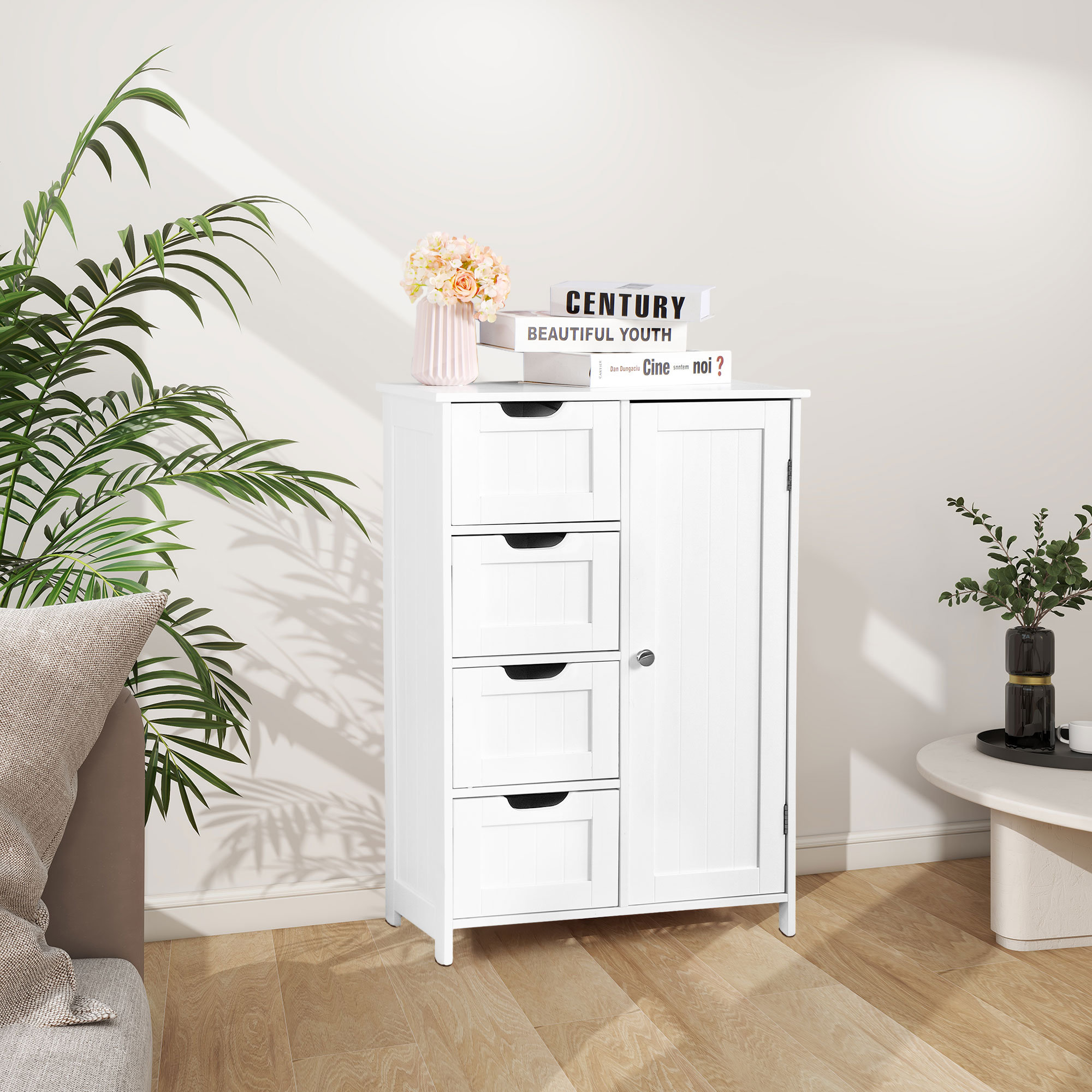 FRALIMK Freestanding Storage Cabinet, Floor Cabinet with 4 Drawers and ...