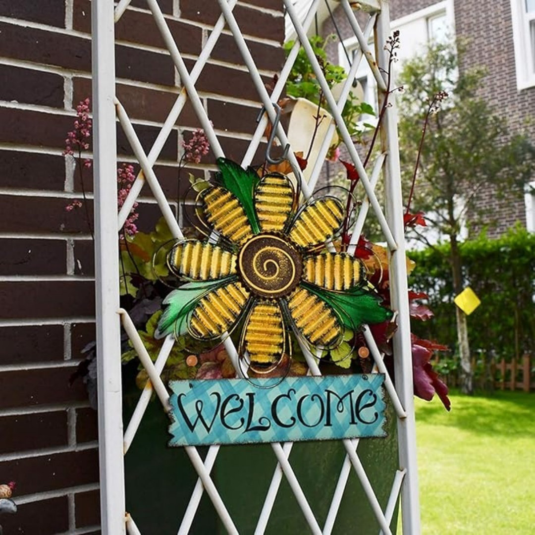 Ophelia & Co. Metal Flower Welcome Signs For Outside Hanging Wall Art ...