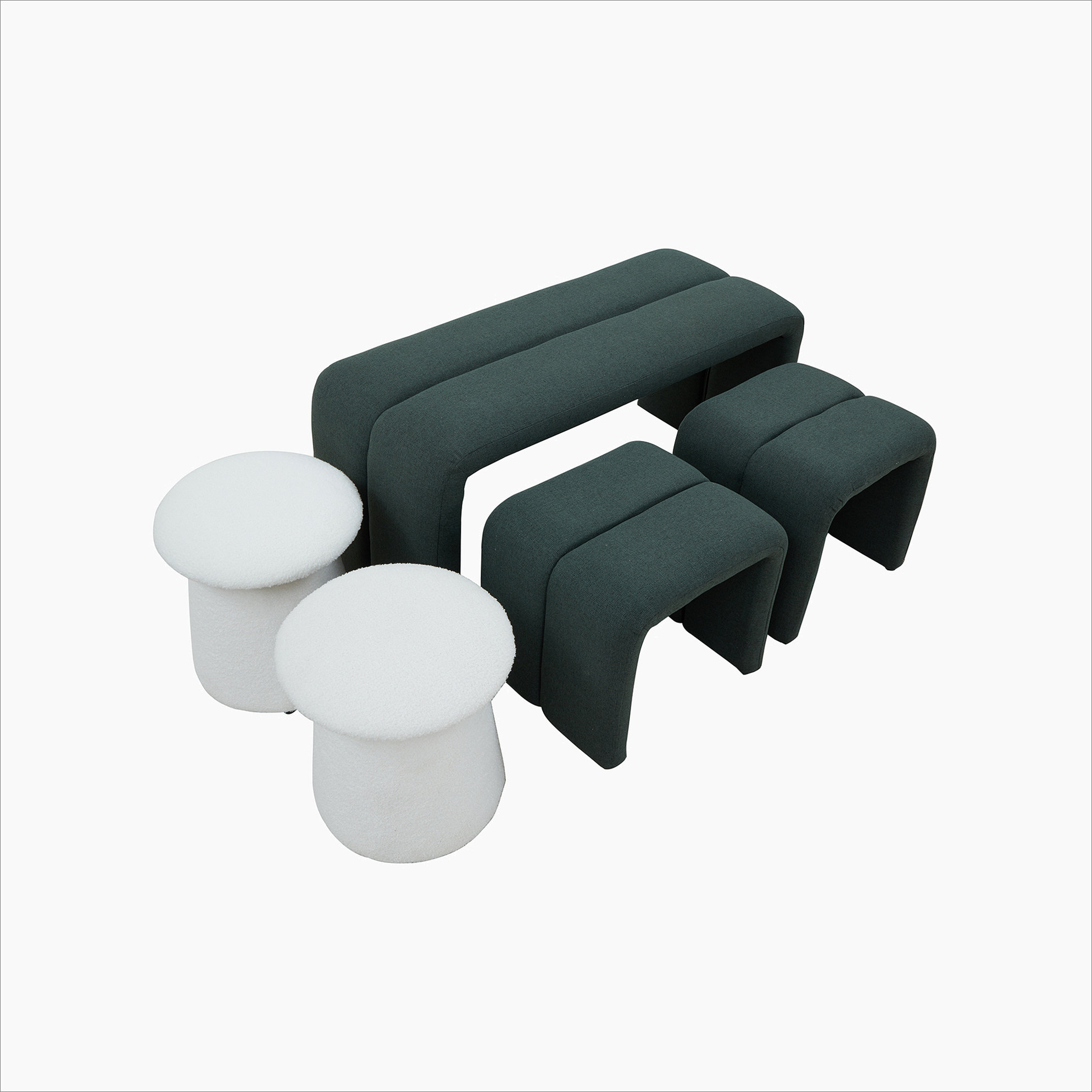 Latitude Run® GreenWhite Ottoman Bench Set | Wayfair