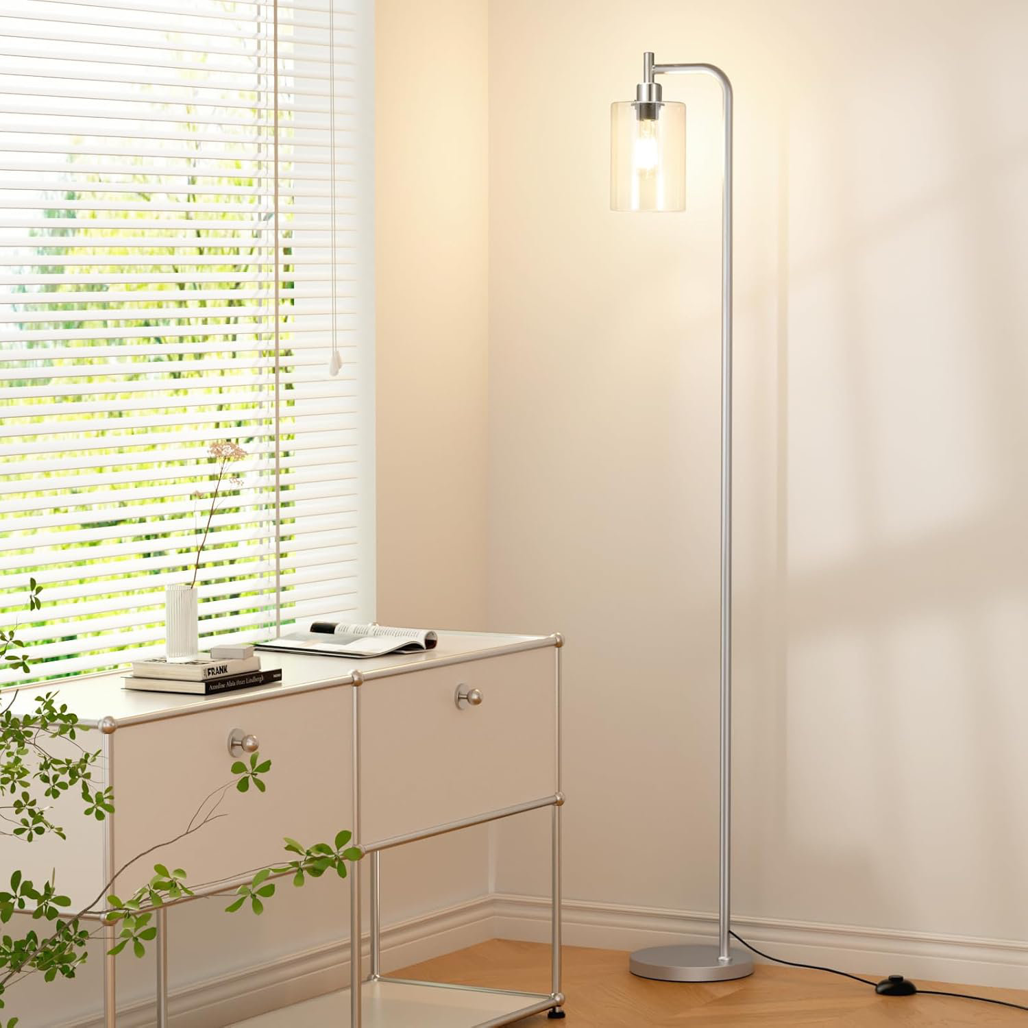 Latitude Run® Modern LED Floor Lamp With Glass Shade - Industrial ...