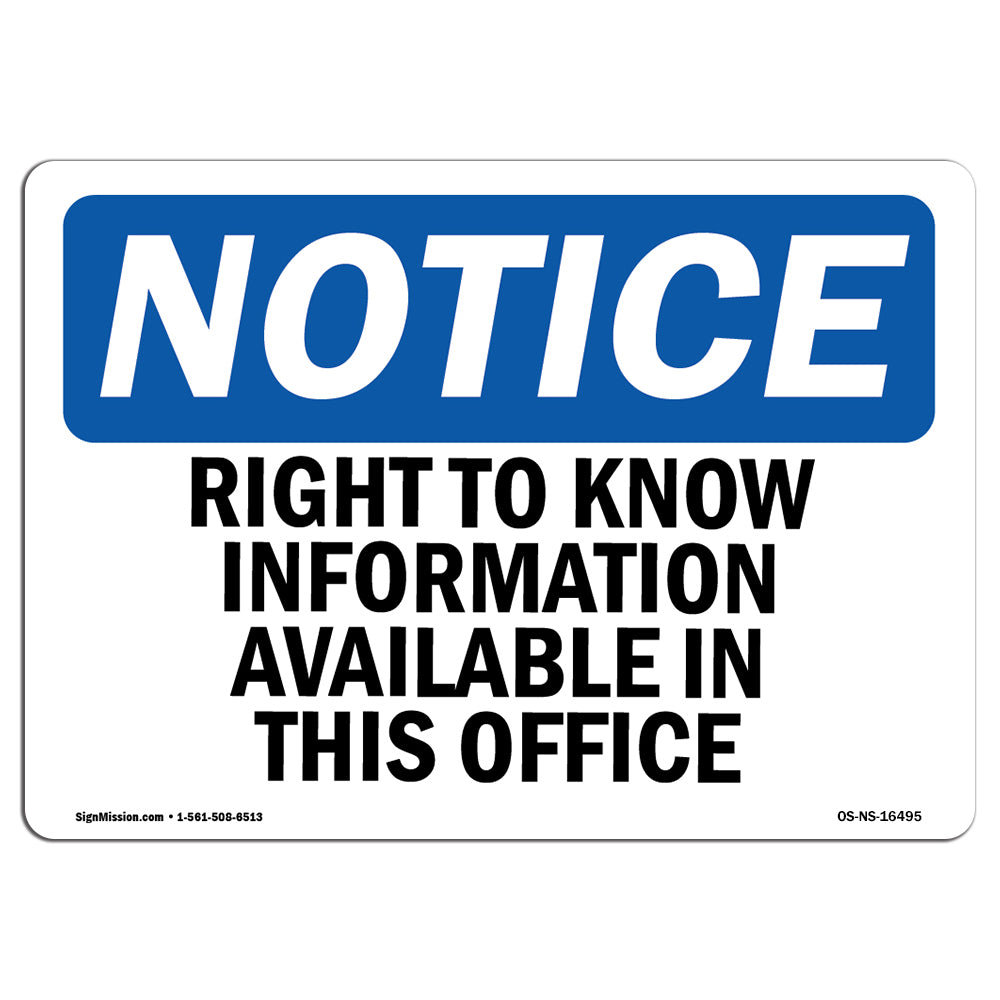 SignMission Notice Right to Know Information Available Sign | Wayfair