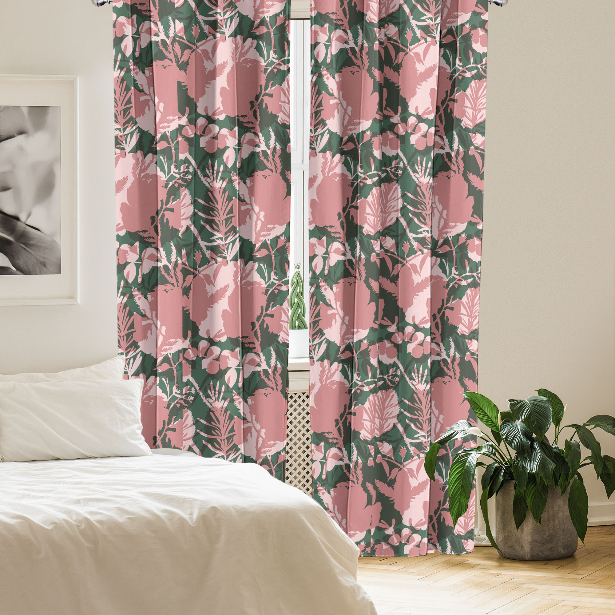 East Urban Home Spring Curtains Flowers Branches Flora Plot Pair of 28 ...