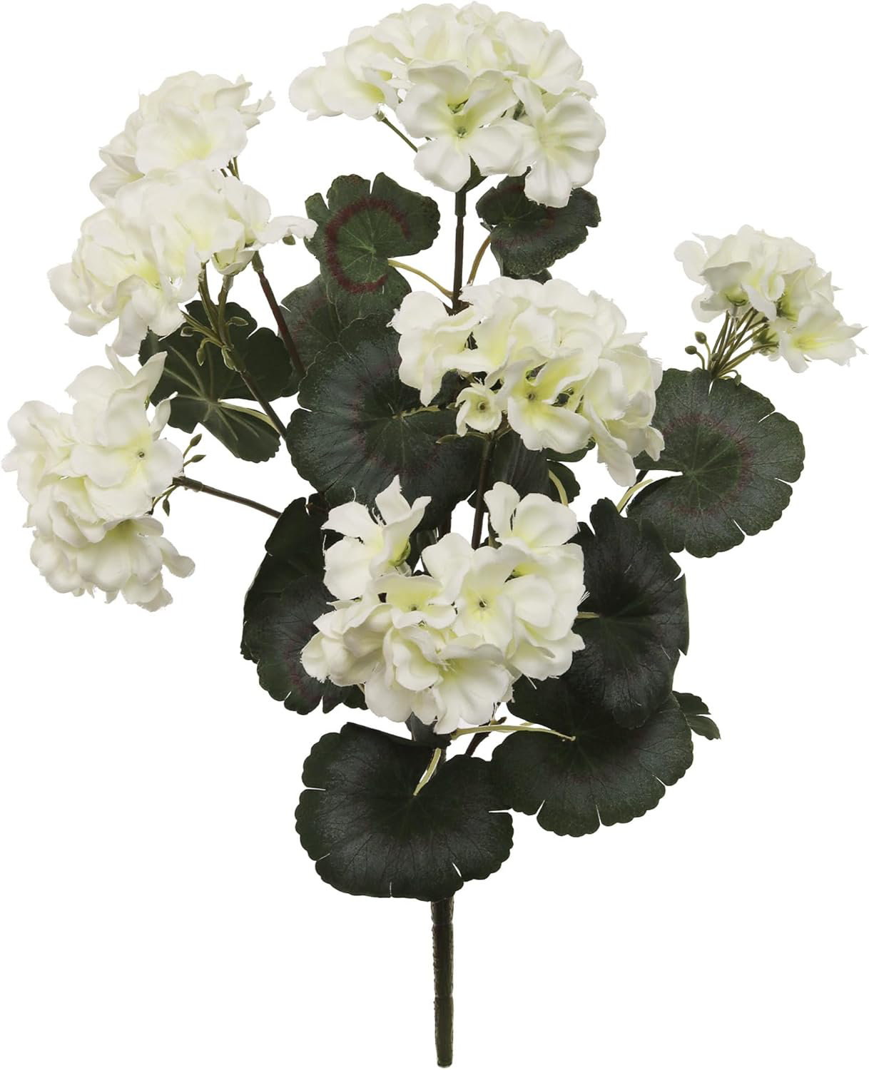 Primrue 18" Real Touch Vibrant White Geranium Bush With 7 Fronds ...