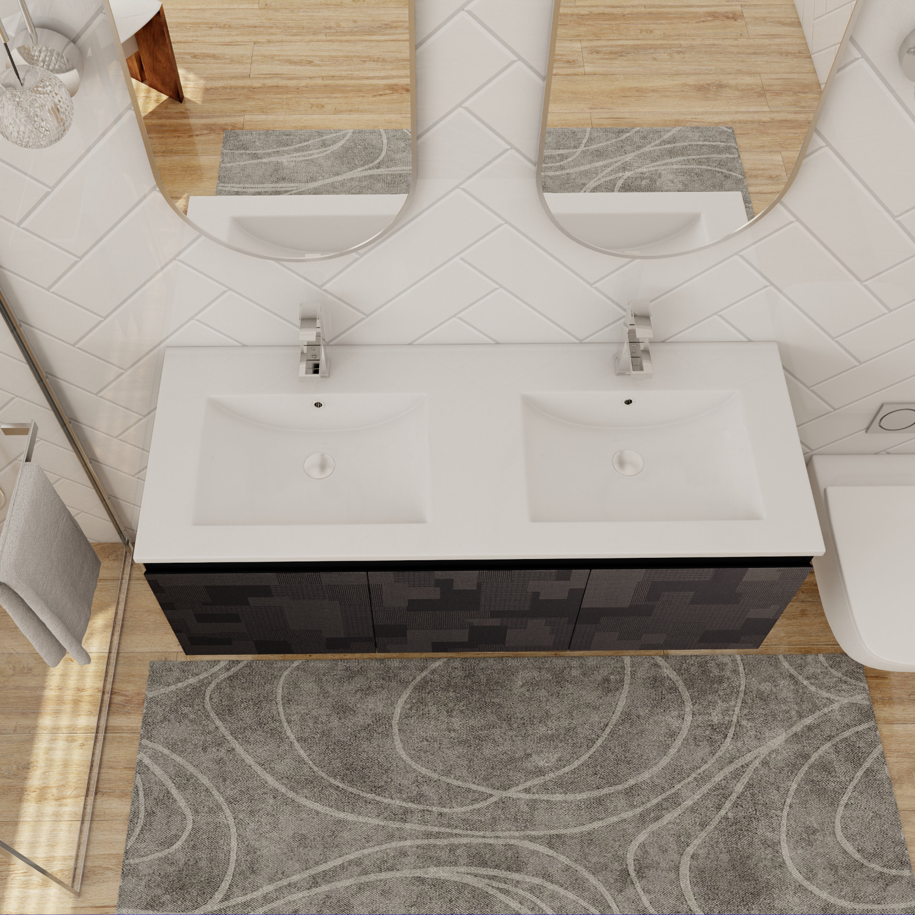 Ivy Bronx Manvik 47.6'' Double Bathroom Vanity with Ceramic Top | Wayfair