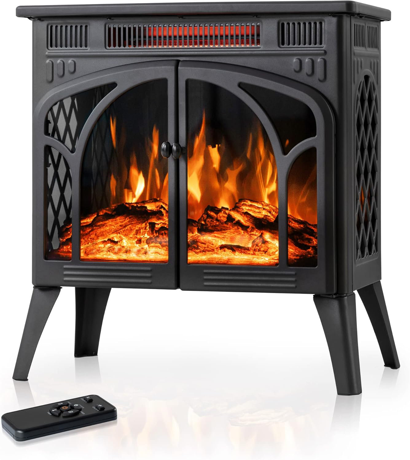 Winston Porter 24Inch Electric Fireplace Stove , Free-Standing Infrared ...
