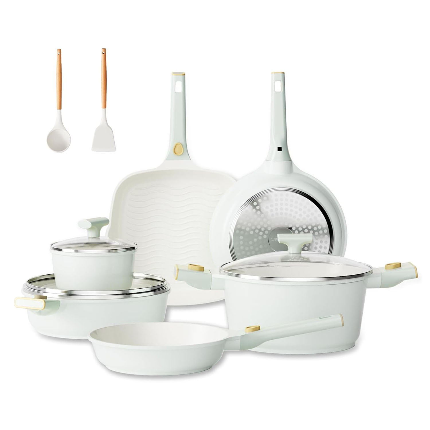 BN-LINKKL Pots And Pans Set Non Stick 22Pcs, Ceramic Cookware Set With ...