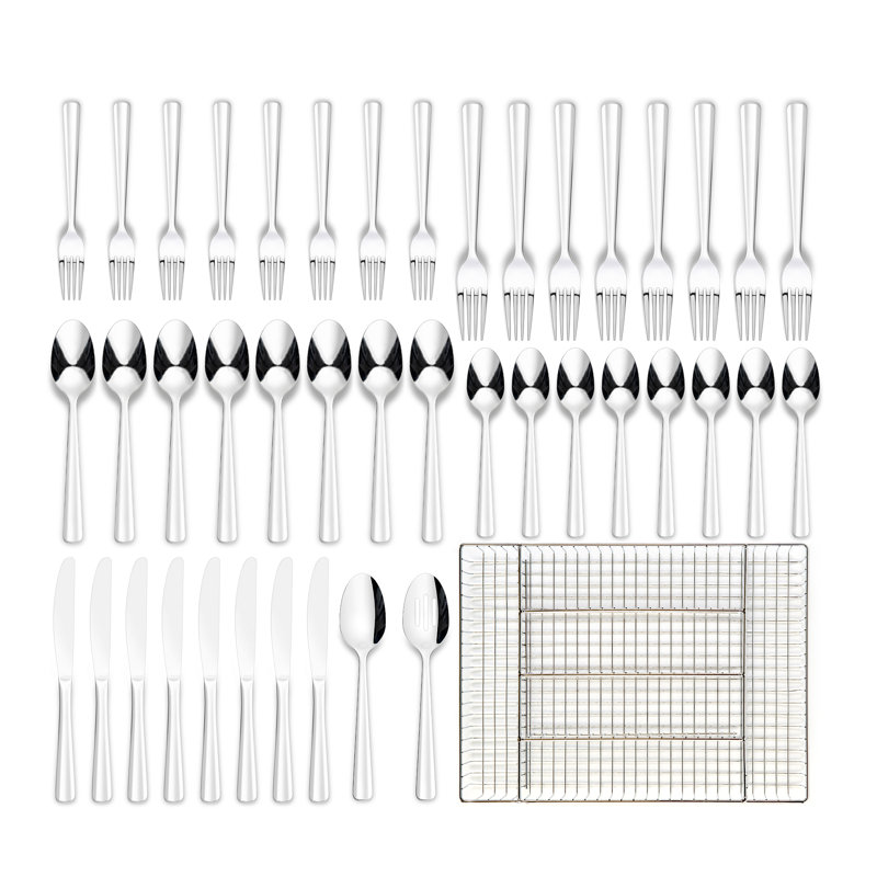 Ornative Flatware ALICJA Stainless Steel 42 Pieces Flatware Set with ...