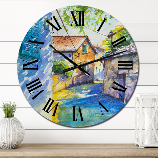 East Urban Home Sketch of Old Europe Street VI - Colonial Wall Clock ...
