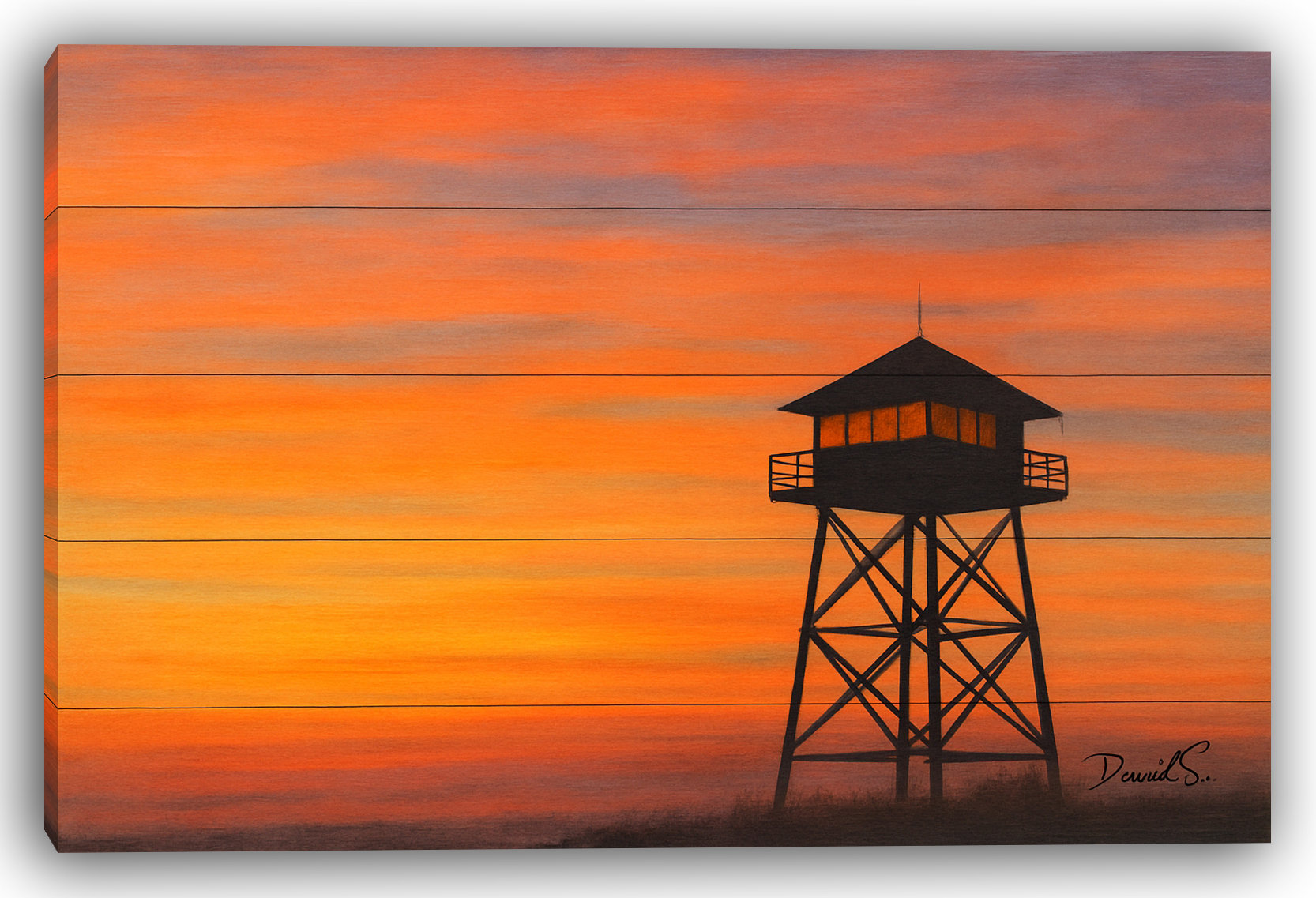 Breakwater Bay Sunset Watchtower - Scenic Wood Panel Canvas Art | Wayfair
