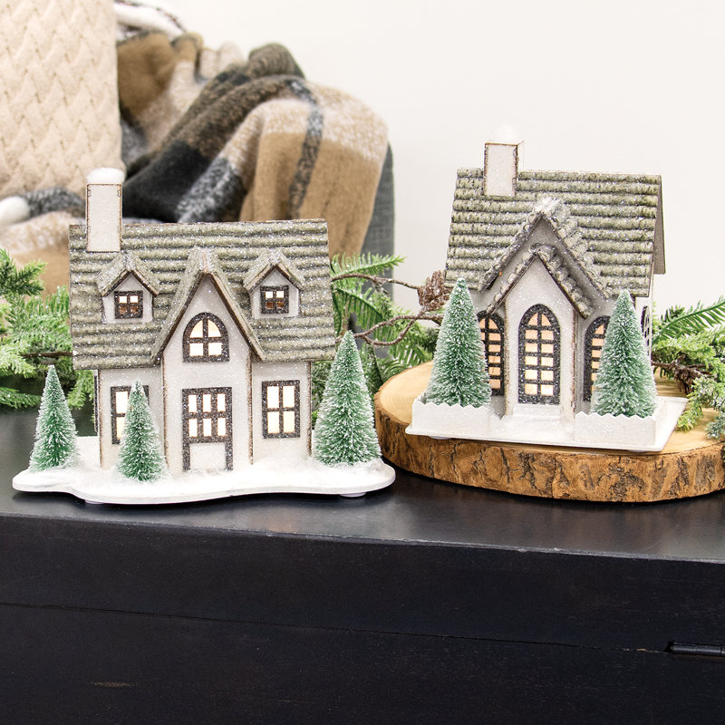 The Holiday Aisle® Winter Sparkle Forest LED Cottage w/Trees & Reviews ...