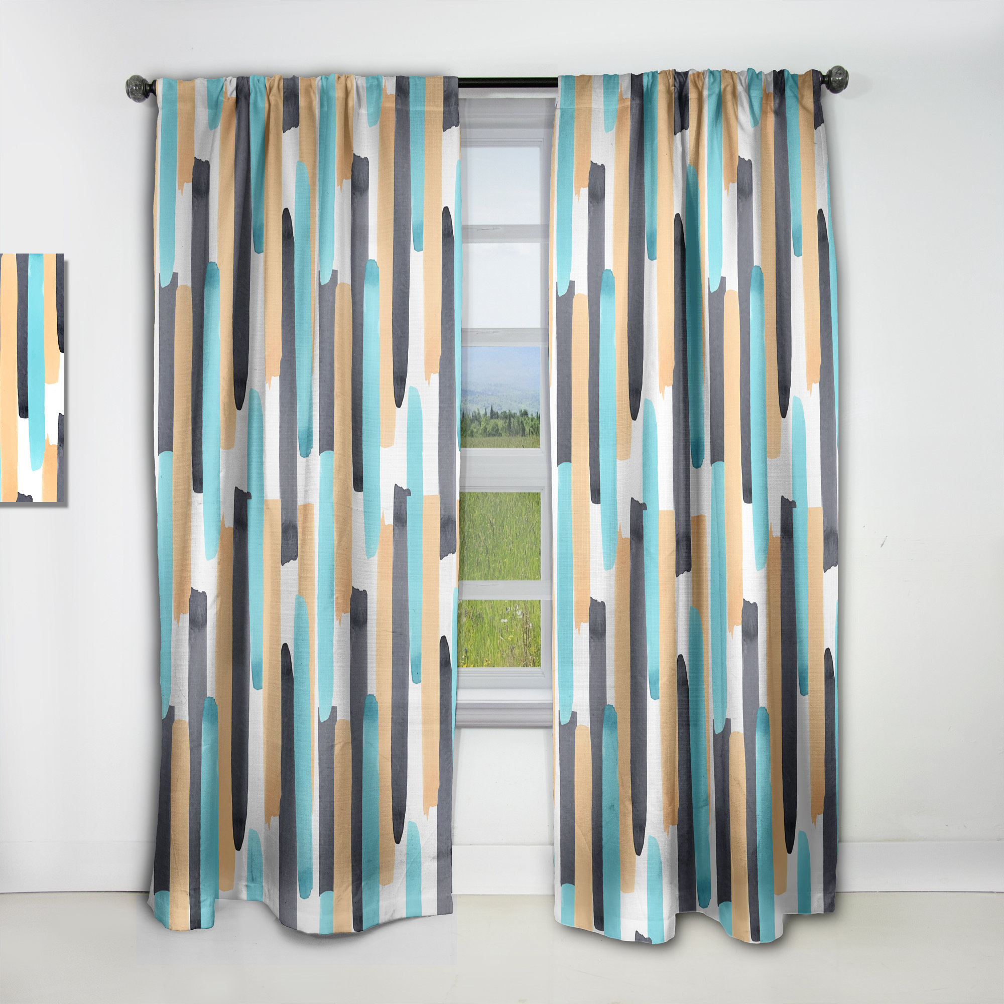 East Urban Home soft color blue and beige drop - blackout modern ...