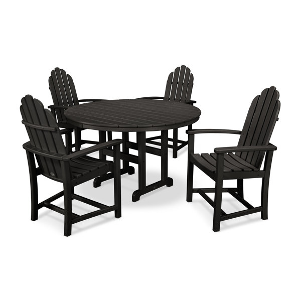 POLYWOOD® Classic Adirondack 5-Piece Round Farmhouse Dining Set ...