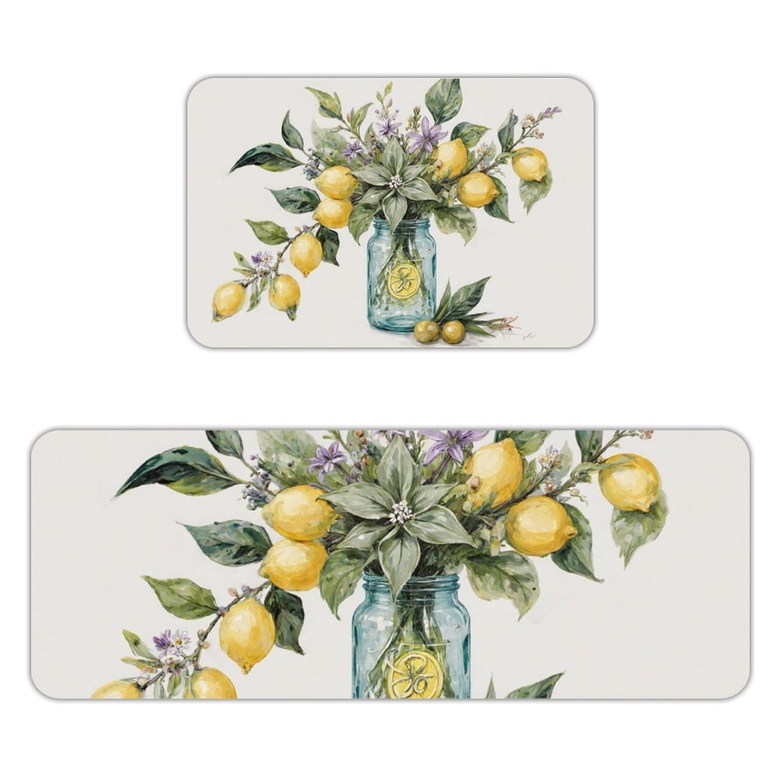 August Grove® Lemon Bouquet In Jar, Kitchen Mats Set Of 2 | Wayfair