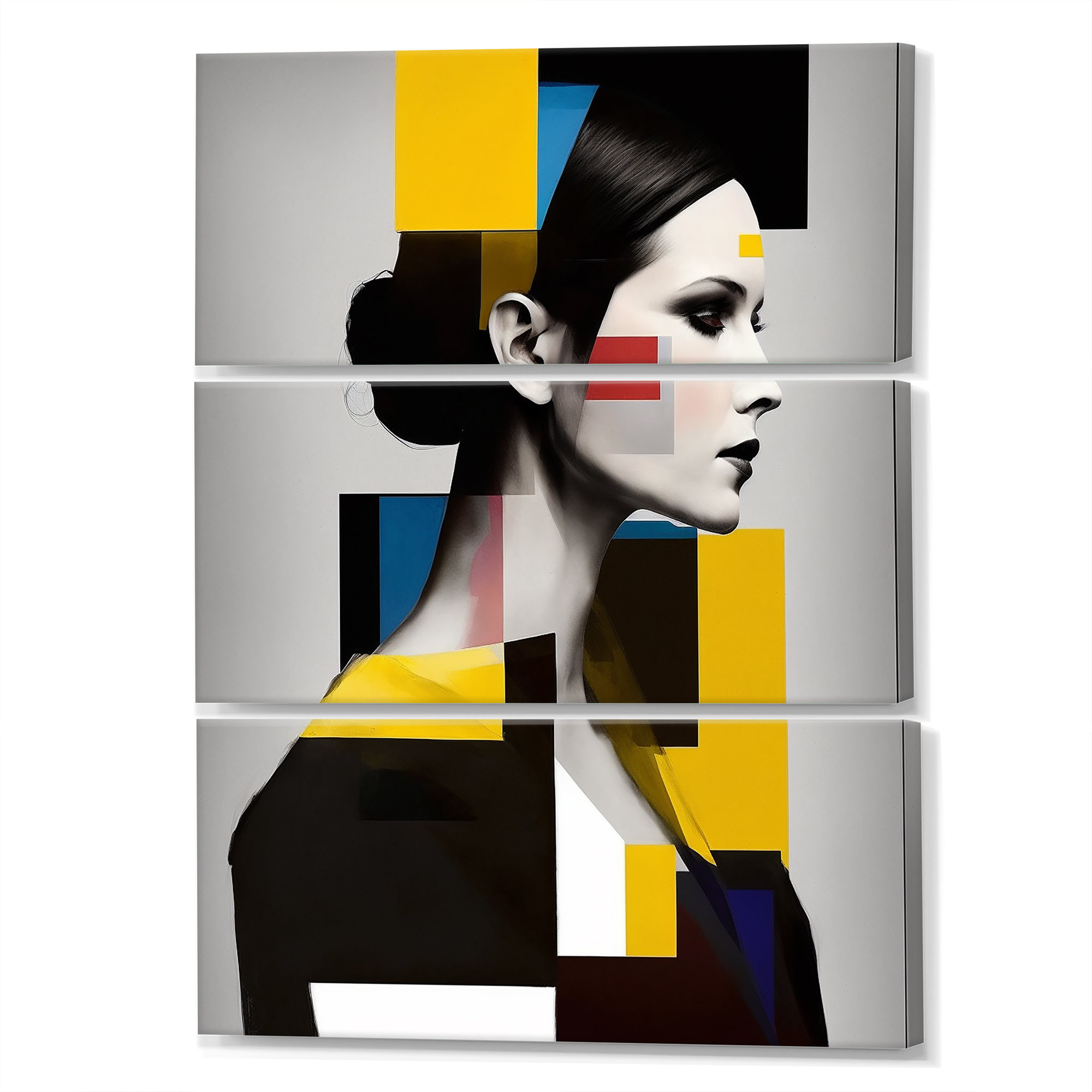 DesignArt Cubist Profile In Yellow And Black " Cubist Profile In Yellow ...