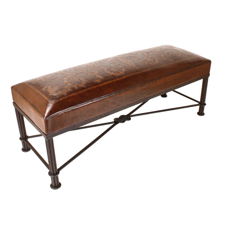Williston Forge Osterley Genuine Leather Bench | Wayfair