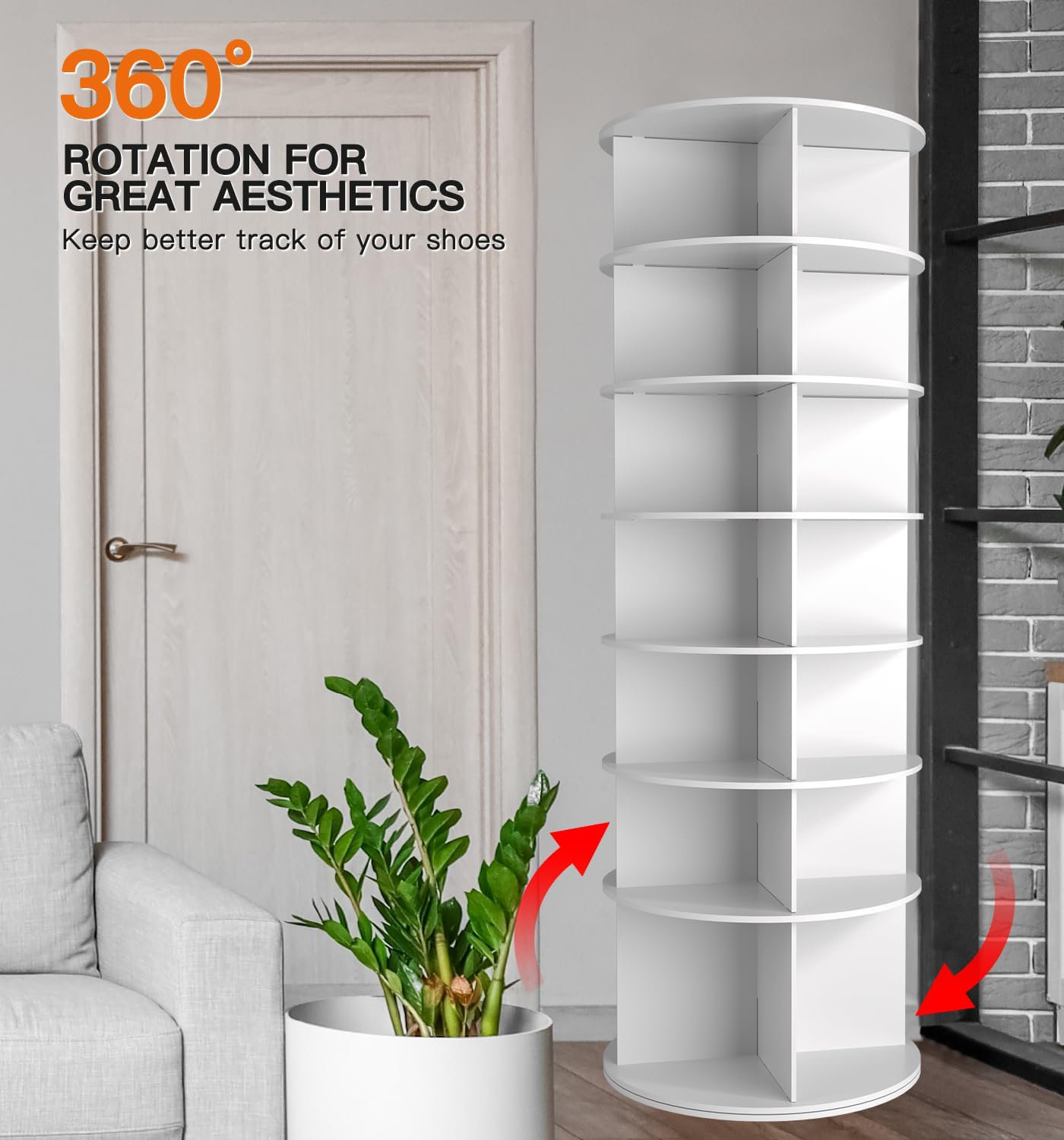 Hokku Designs 7-Tier Rotating Shoe Rack Tower, 67-Inch Tall, Free ...