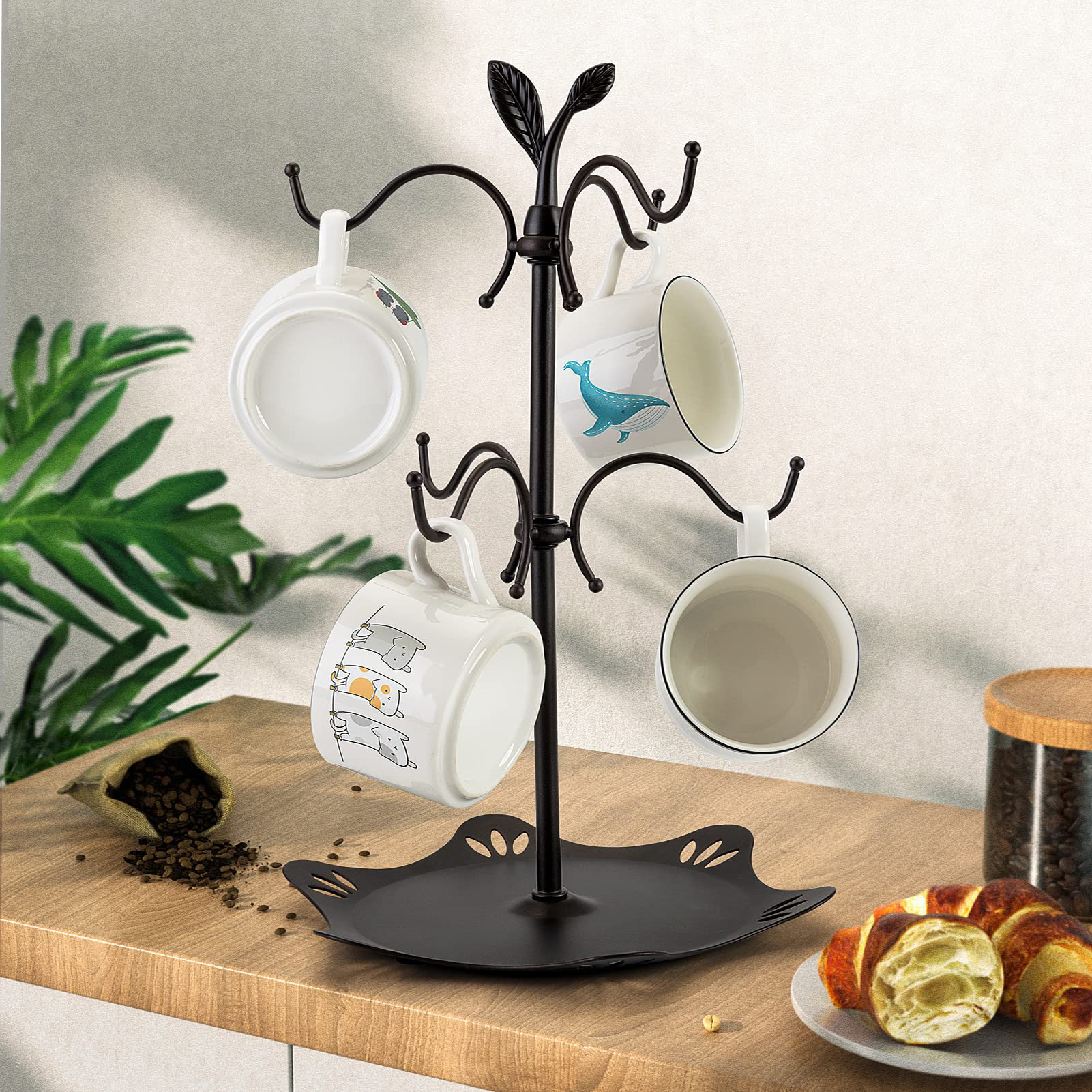 Mug Rack HULISEN Coffee Mug Holder For Countetop, Cup Tree For Counter ...