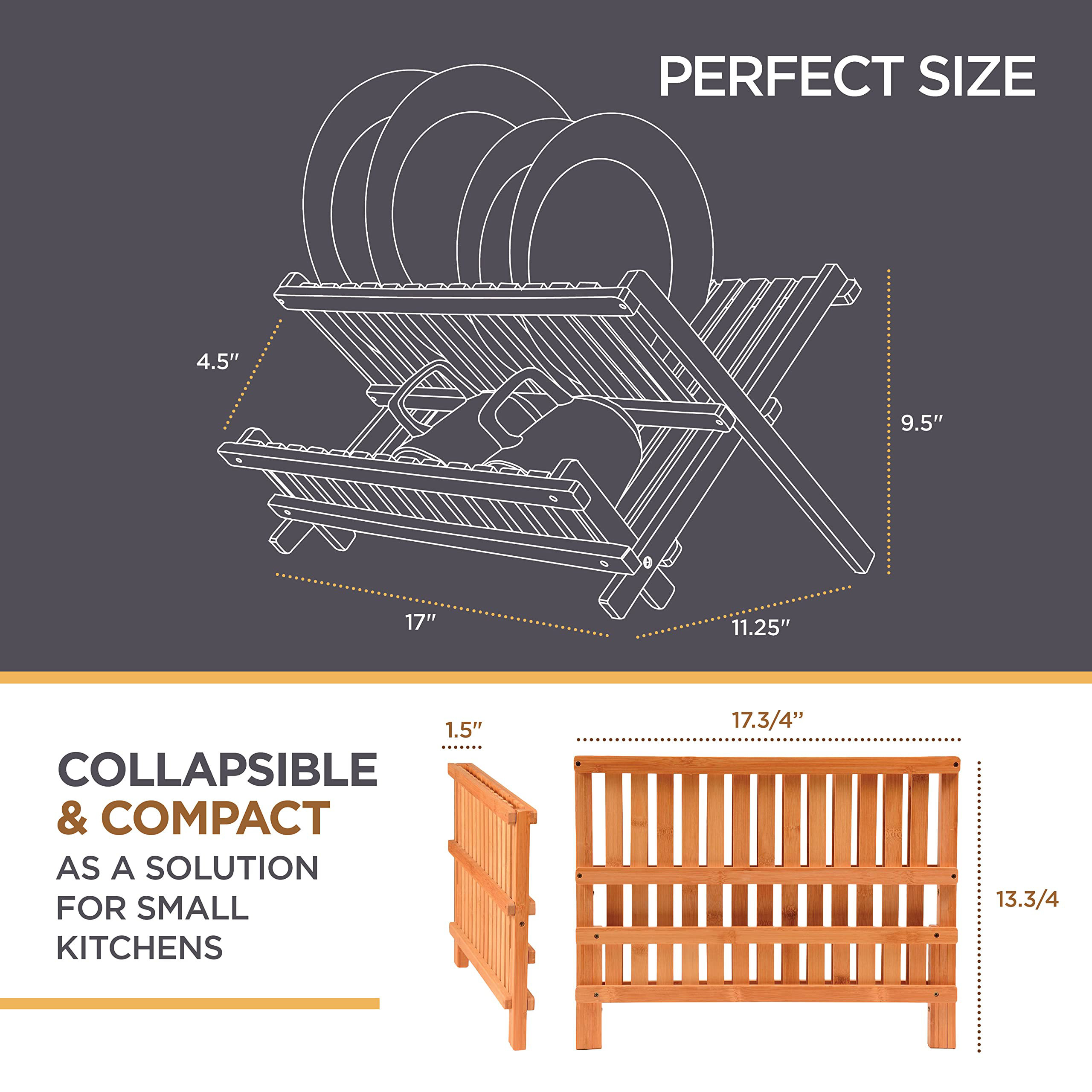 PET SUPPLY PLUS INC Dish Rack, Foldable, 2-Layer Bamboo Dish Rack ...