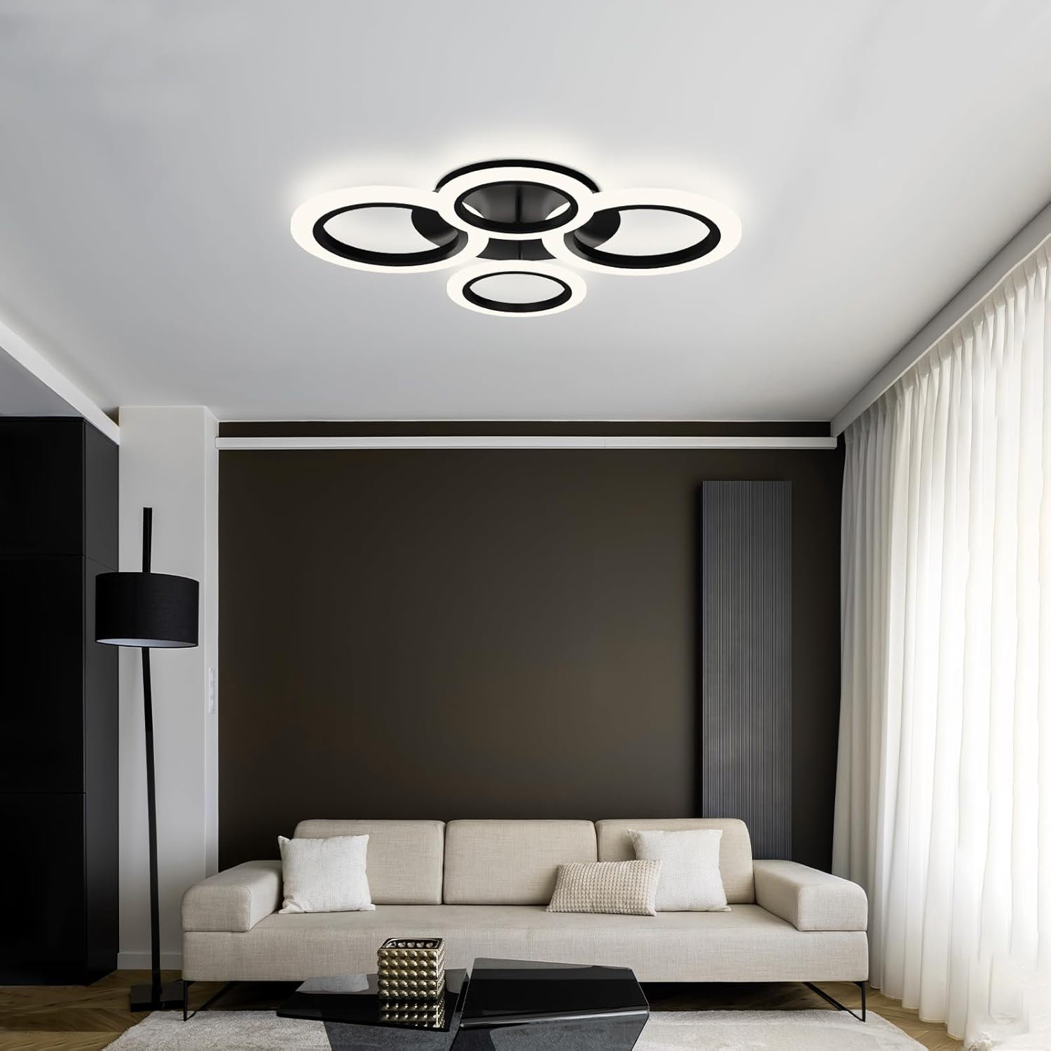 MABOSY Modern Contemporary LED Ceiling Light Fixture With Remote ...