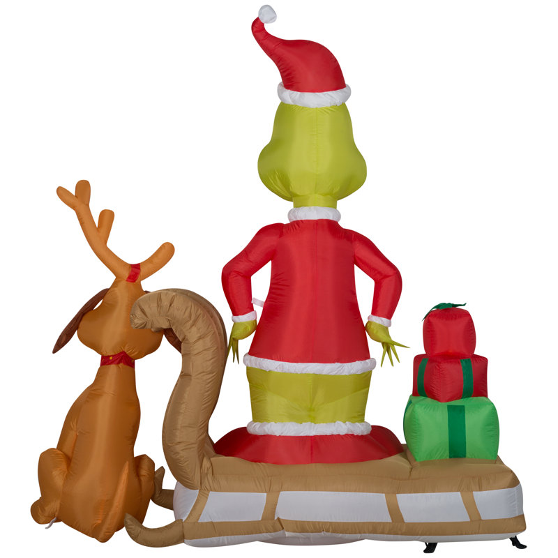 Gemmy Industries Grinch and Max on Sled LG Scene Grinch Inflatable ...