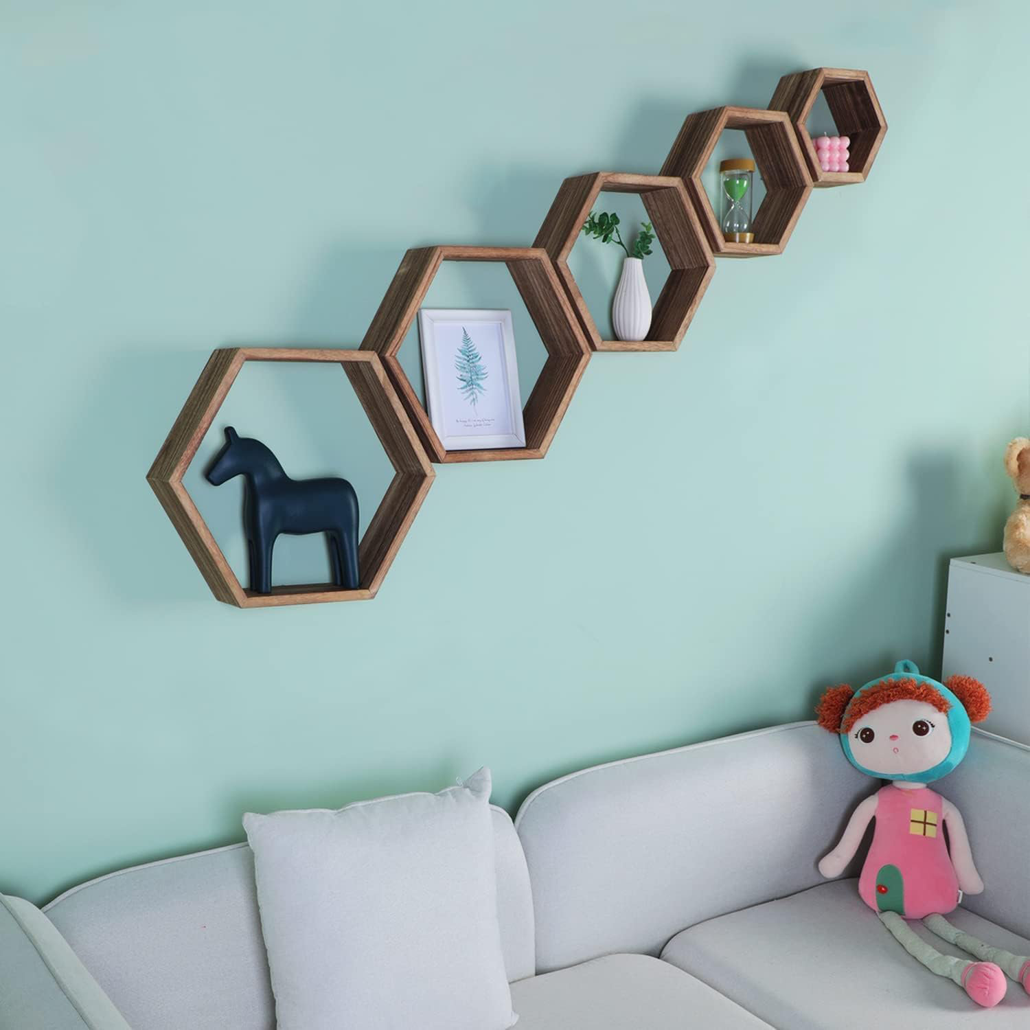 Corrigan Studio Hexagon Floating Shelves,Honeycomb Shelf Set of 5 ...