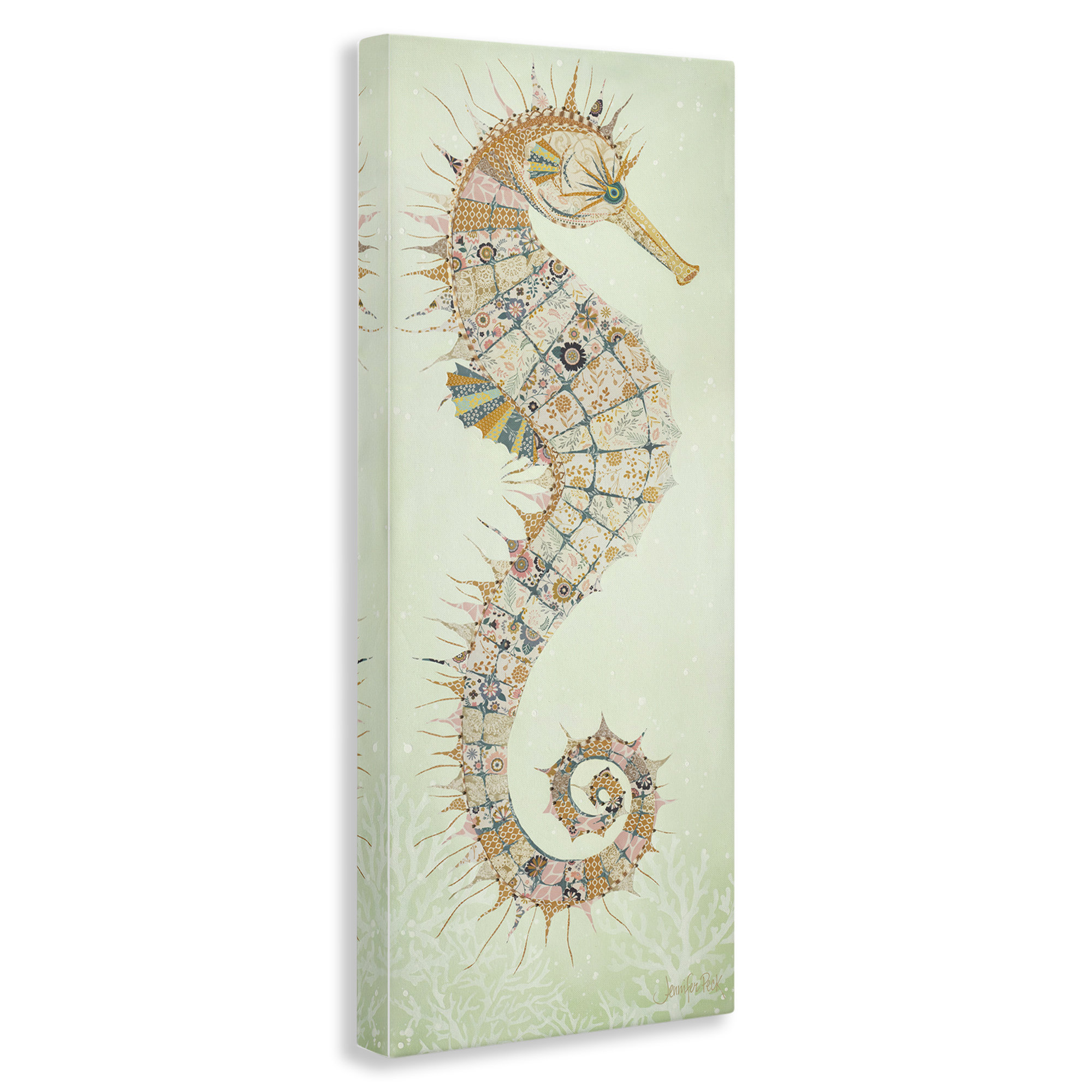Highland Dunes Patterned Spikey Seahorse Canvas Wall Art by Jennifer ...