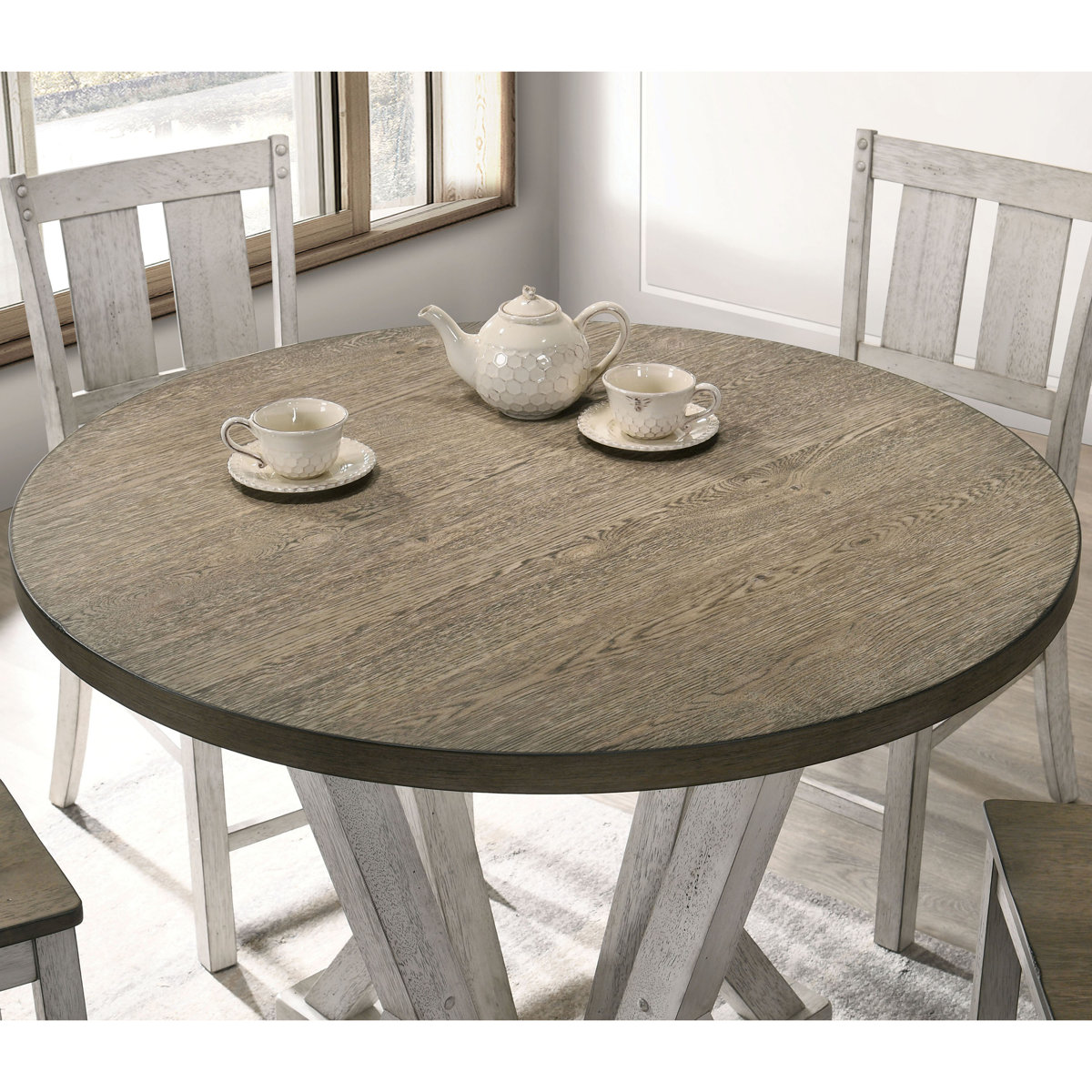 The Twillery Co.® Araujo 48" Width Wood Two-Tone Counter Height Table ...