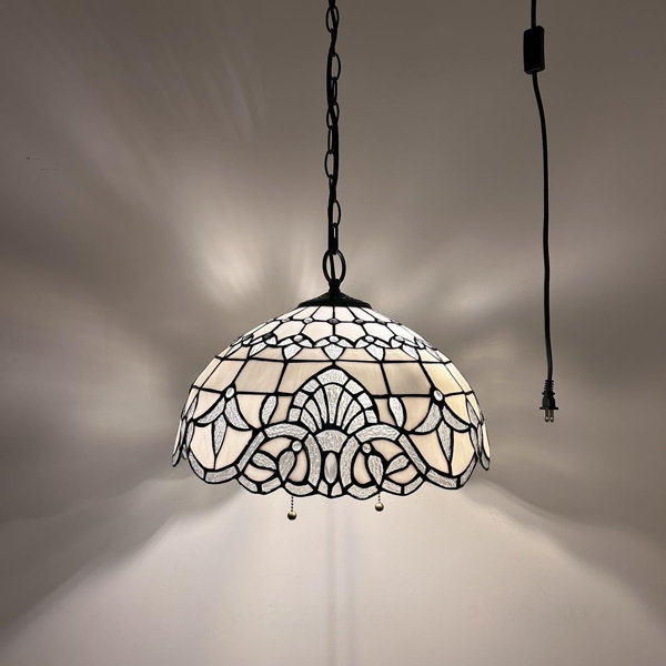 Astoria Grand Havendale Tiffany Pendant Lights Fixture Plug in White ...
