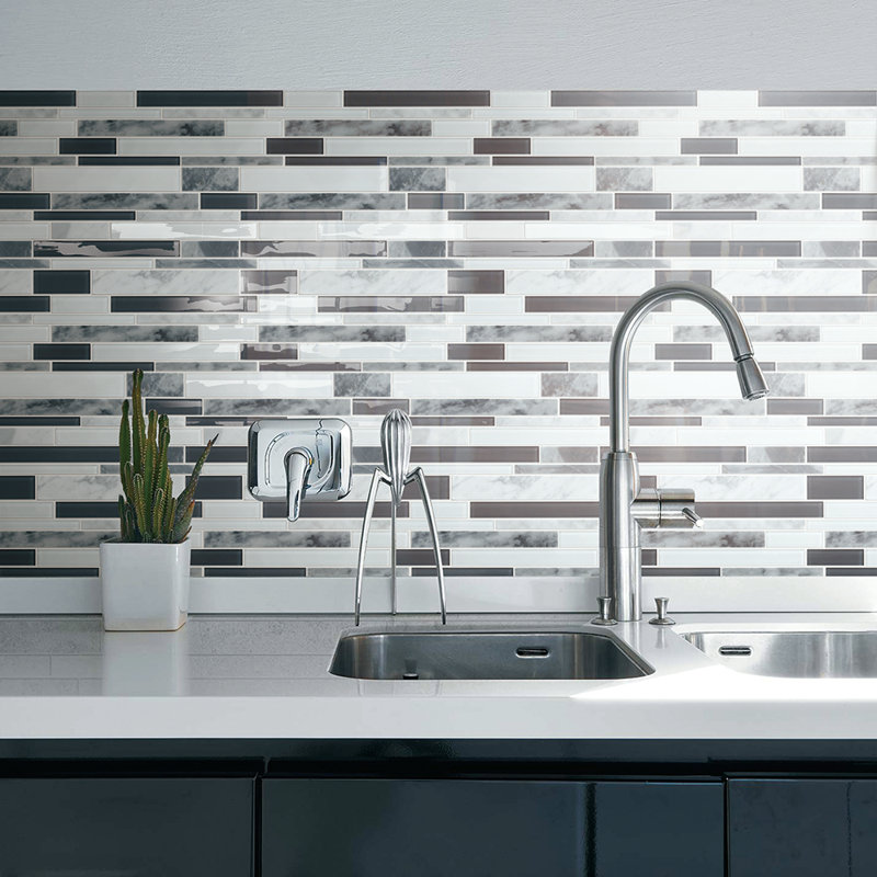 Speed tiles 1'' W x 3'' L Natural Stone Peel and Stick Mosaic Tile ...