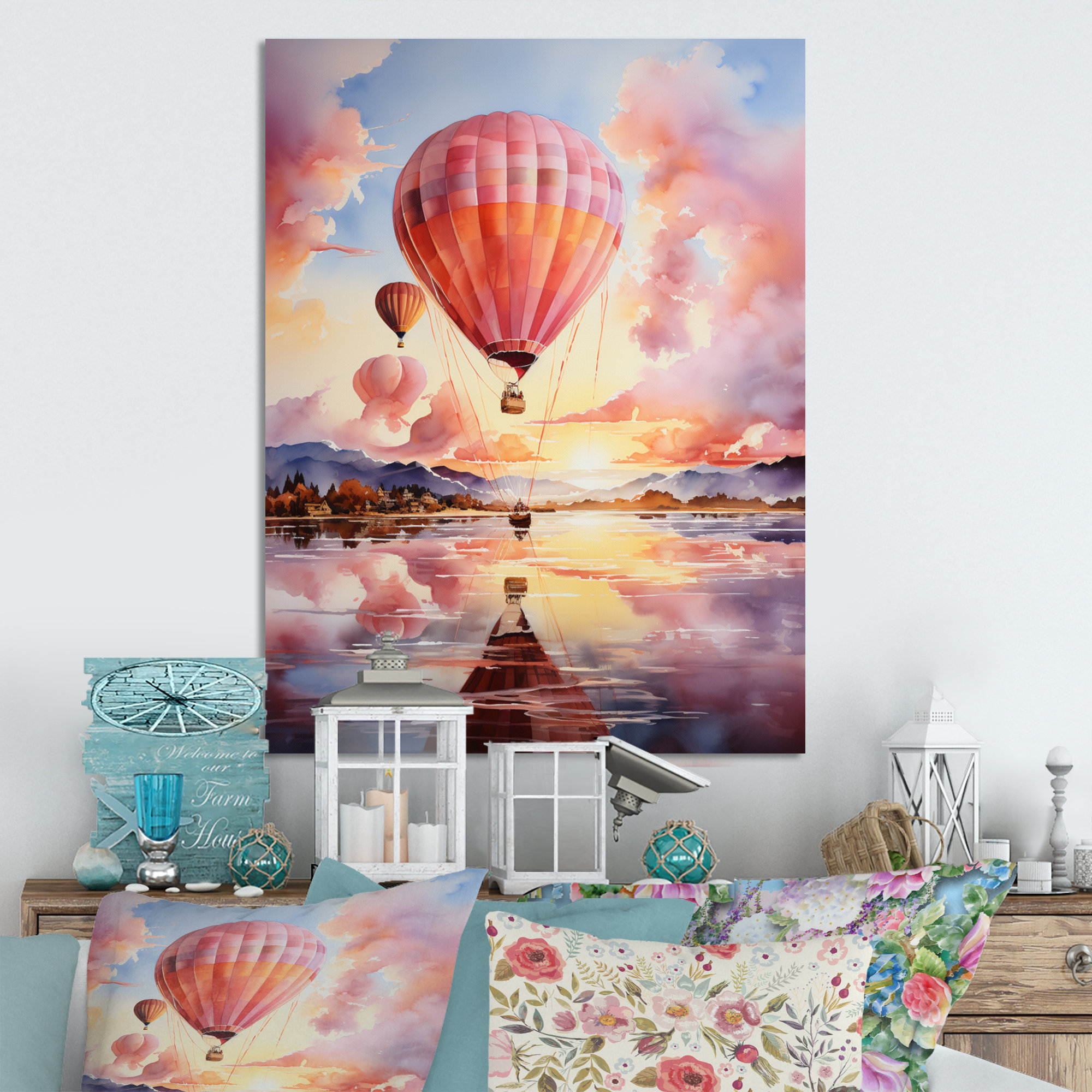 Red Barrel Studio Hot Ballon Clouds Dreamy Horizons - Nautical & Beach ...