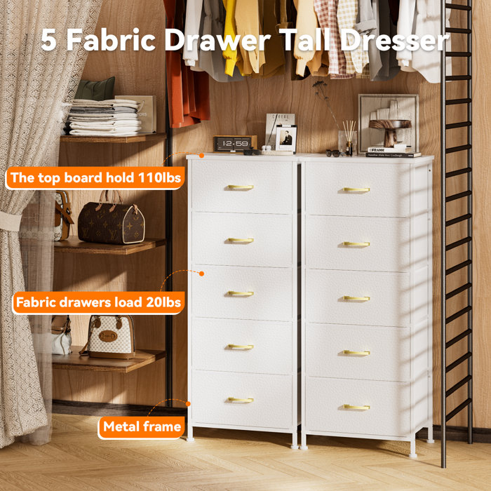 Mercer41 Dresser for Bedroom with 5 Drawer, Tall Storage Tower for ...