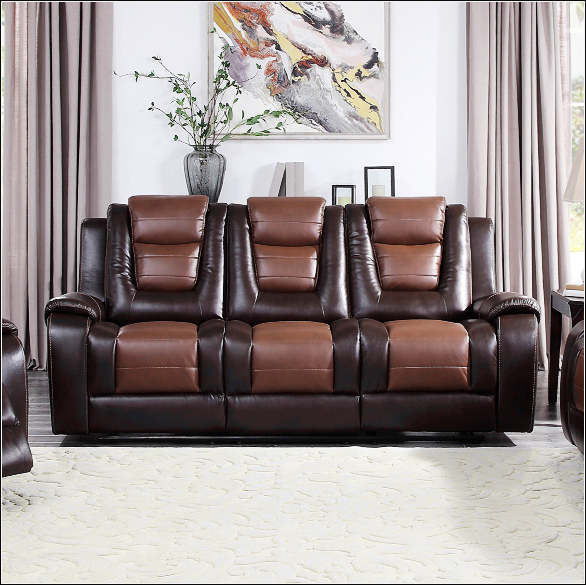 Lark Manor™ Modern Luxury Sofa Dual Reclining With Center Drop-Down Cup ... Lark Manor™ Modern Luxury Sofa Dual Reclining With Center Drop-Down Cup ...