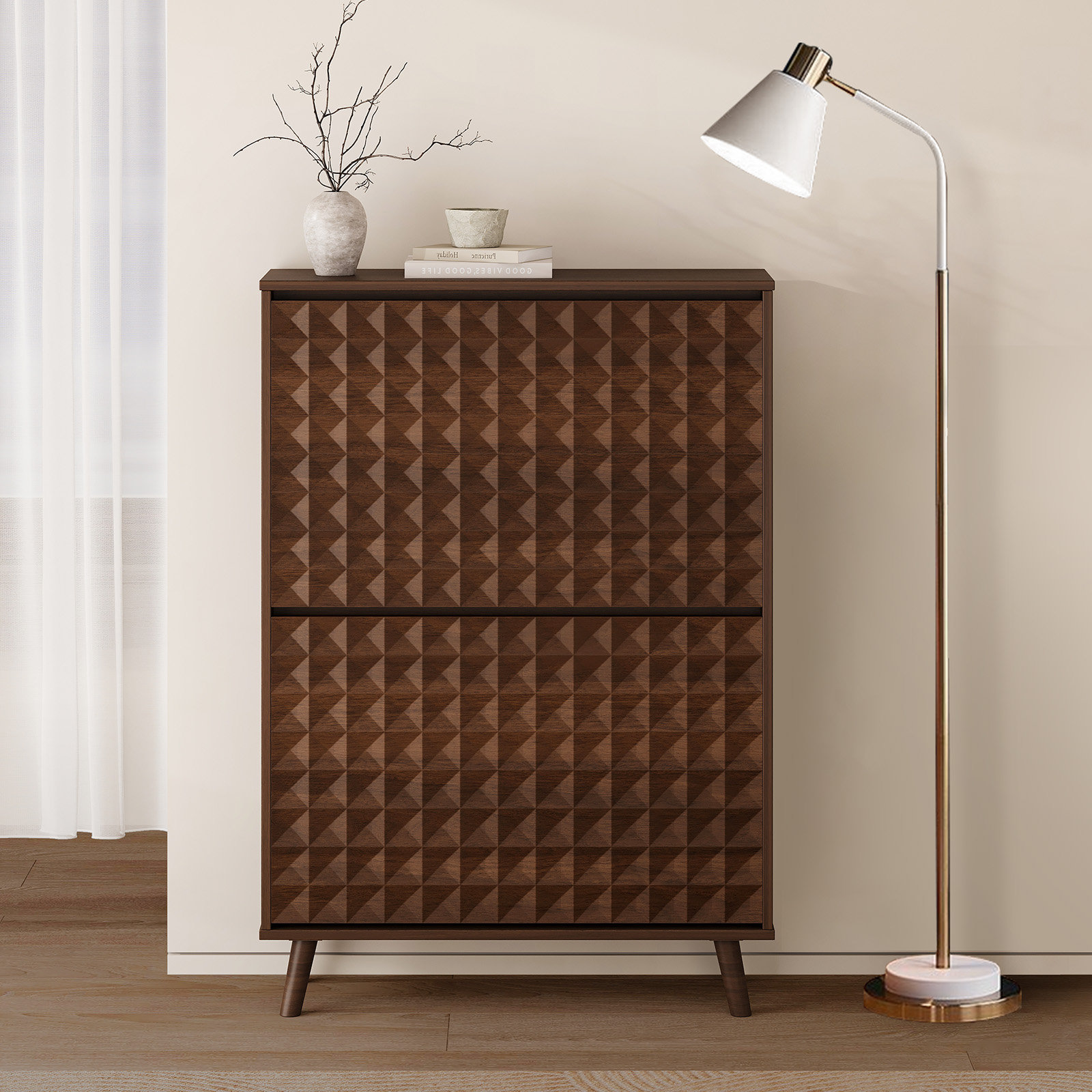 George Oliver Shoe Organizer - 2 Flip-down Drawers Holds 12 Pairs ...