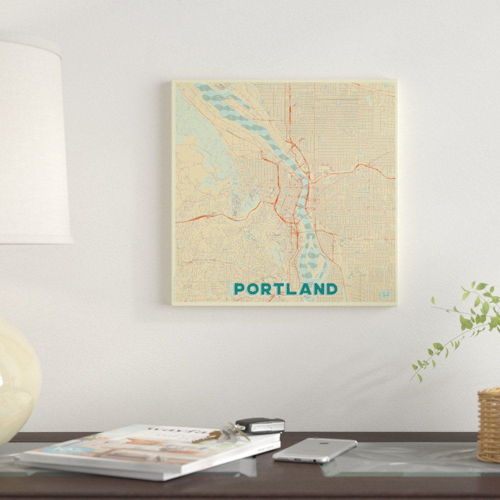East Urban Home Portland Retro Urban Blueprint Map by Hubert Roguski ...
