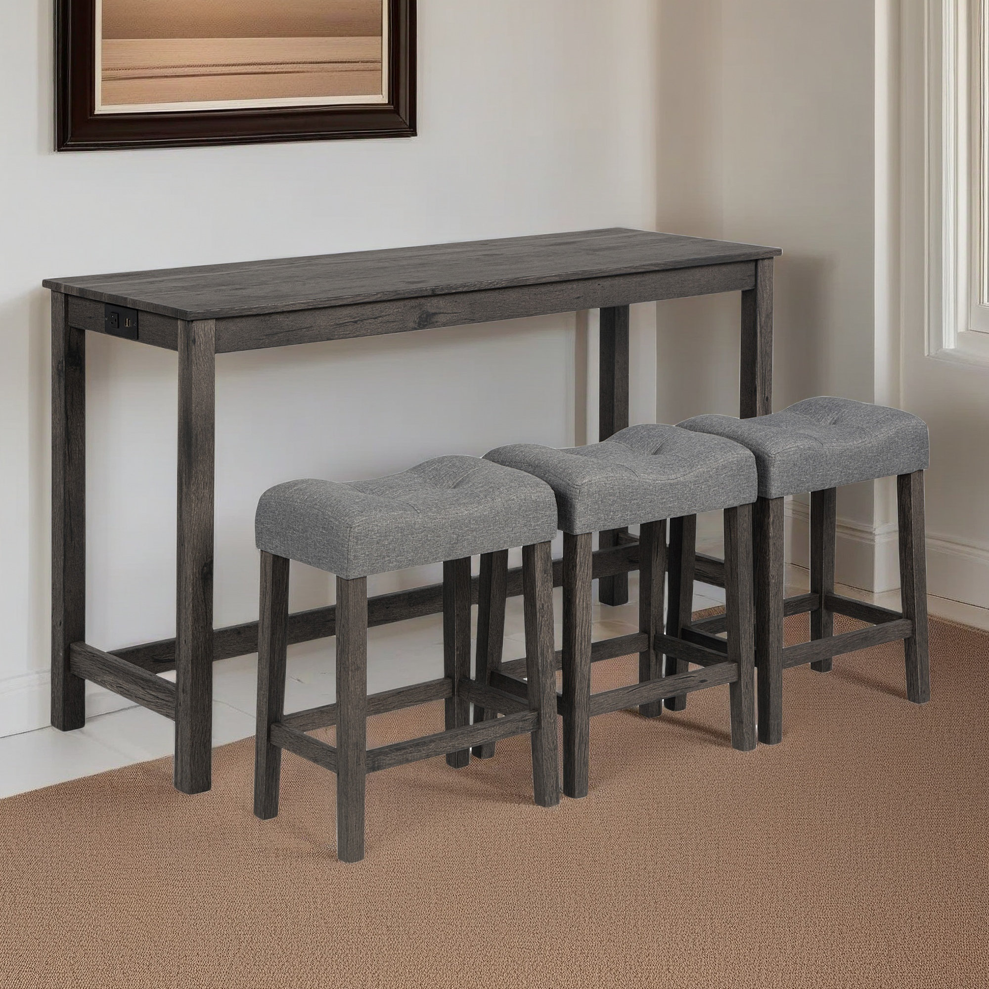Winston Porter 4 Piece Bar Table Set With Power Outlet,Bar Table Set ...