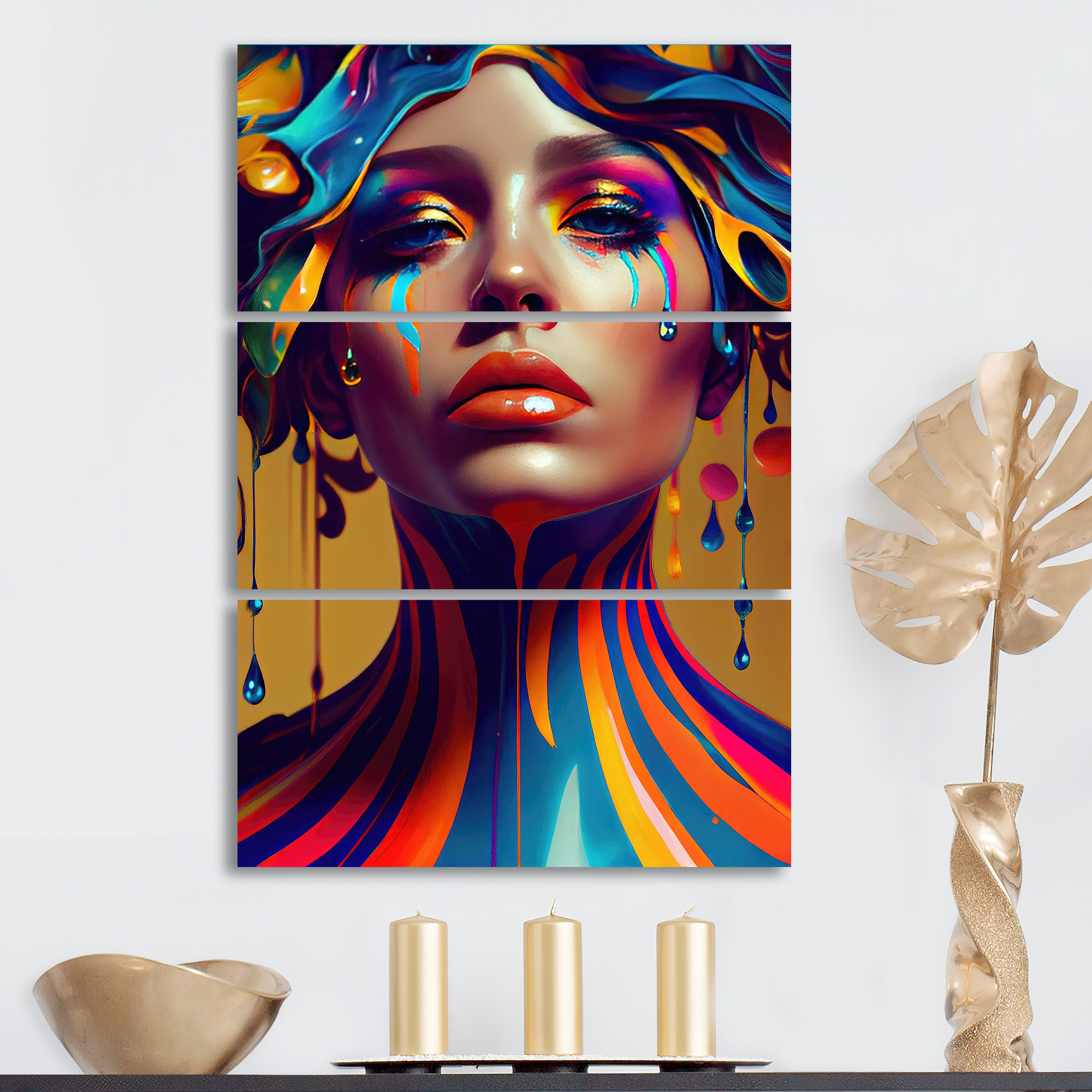 Hokku Designs " Liquid Ink Sensual Woman Portrait VIII " 3 - Pieces ...