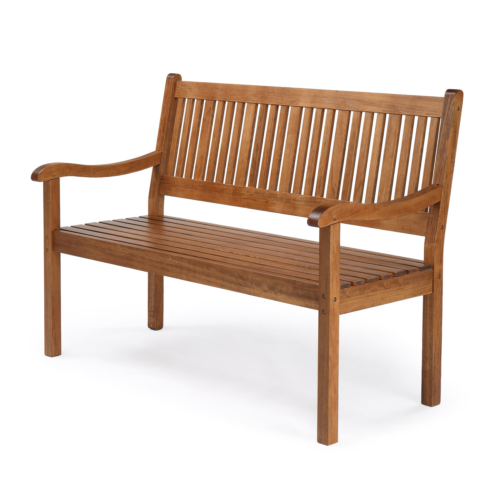 Winston Porter Original Wood Colour Vertical Slat Back Patio Park Bench ...