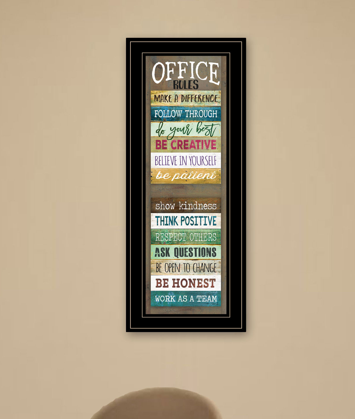 Ebern Designs Office Rules Framed Wall Art for Living Room, Home Décor ...