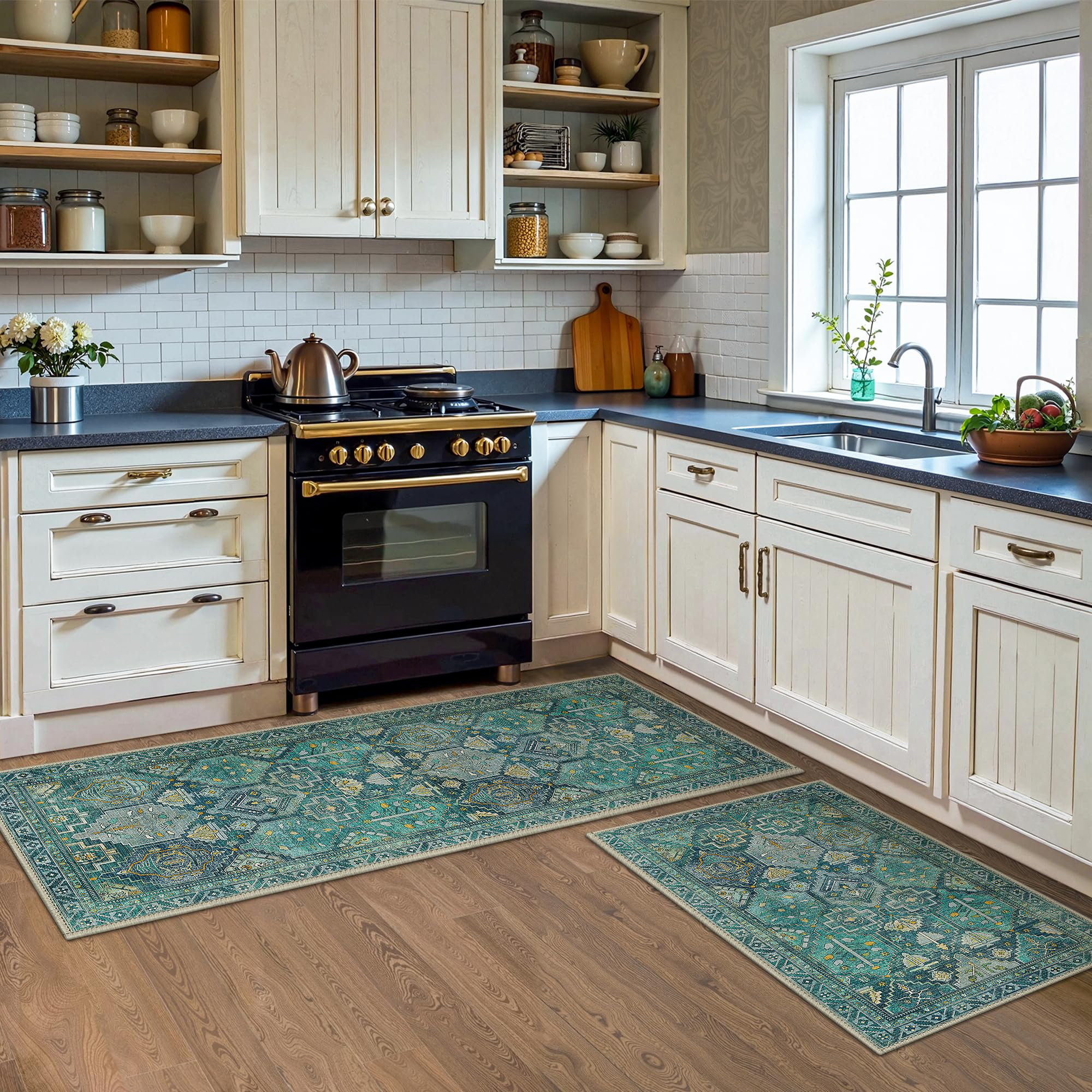 Bungalow Rose Waterproof Kitchen Mats – Non-Slip Washable Chenille Rugs ...