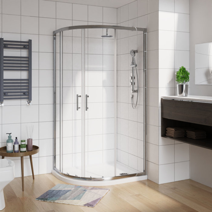 NRG Offset Curved Shower Enclosure - 1900 x 900 x 760 mm Walk In Corner ...