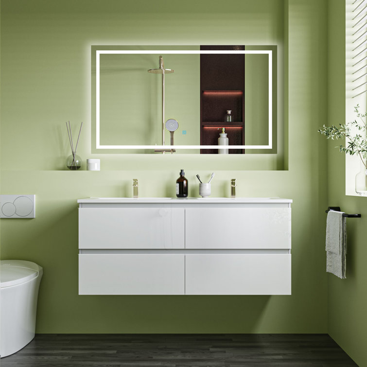 Ivy Bronx Czeslawa 120mm Double Bathroom Vanity with Ceramic Basin ...