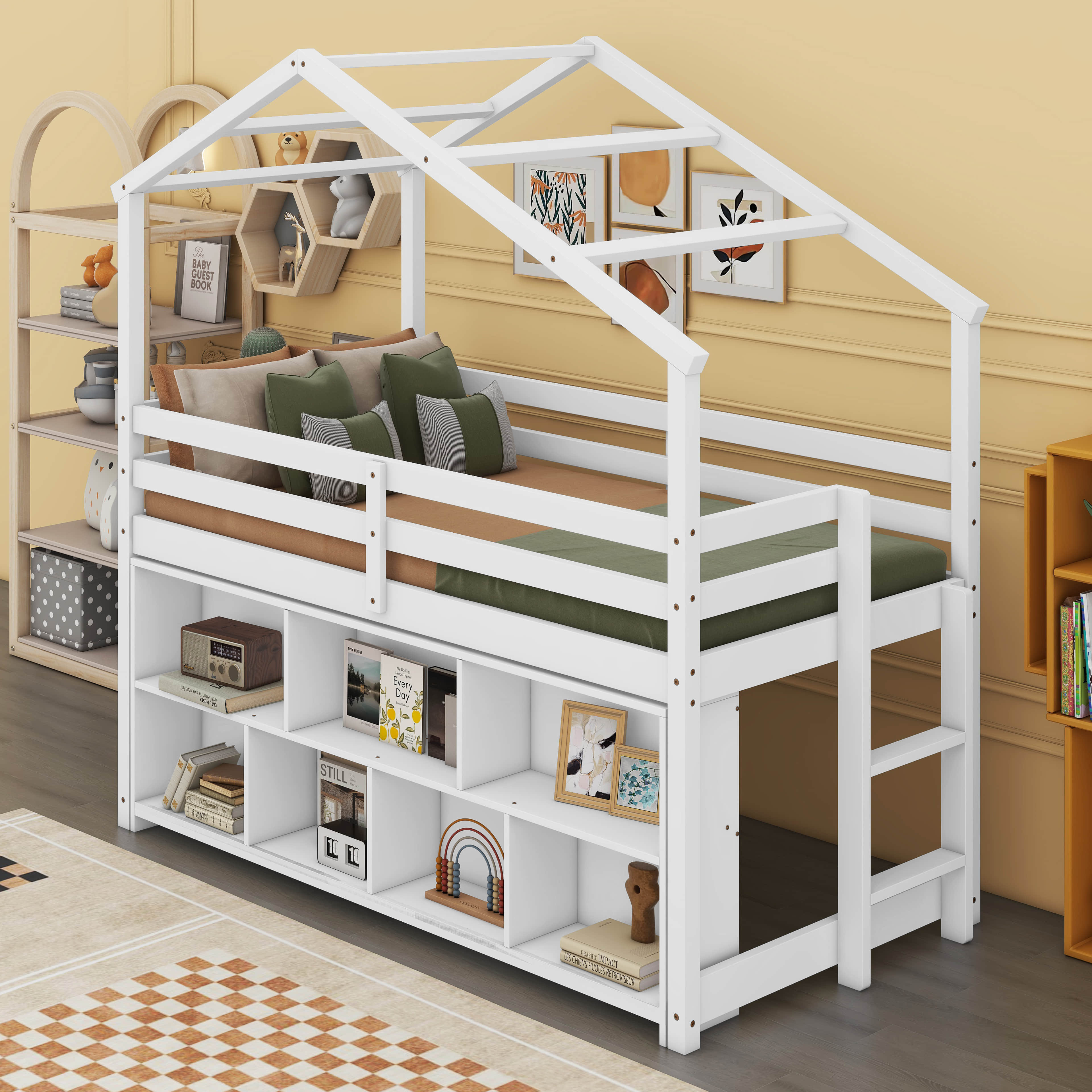 Harper Orchard Aubrei Loft Bed Twin, House Loft Bed With Movable ...
