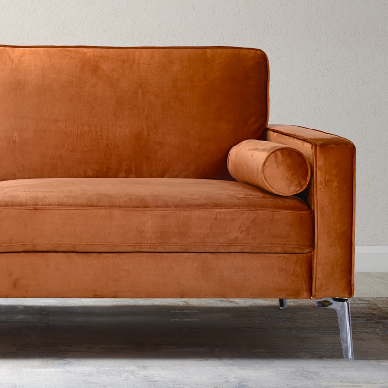 George Oliver Beverly Mid Century Modern 77" Wide Luxury Velvet Couch ...