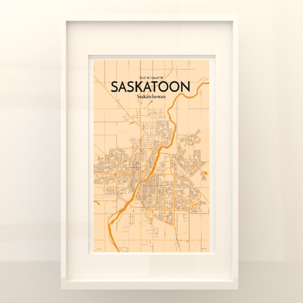 Trinx Saskatoon Canada City Map On Paper Print - Wayfair Canada