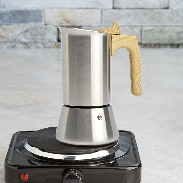 Primula Stainless Steel Stovetop Espresso Maker With Wood Look Handle ...