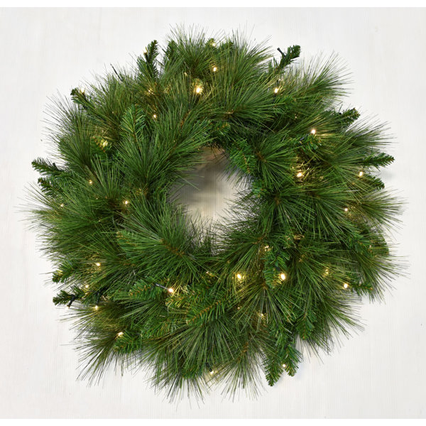 The Holiday Aisle® Hela Christmas Lighted Long Needle Pine Wreath ...