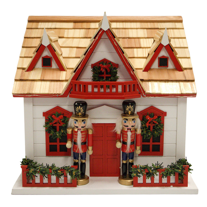 Home Bazaar Holiday Offerings Nutcracker House w/LED Lights 11 H x 11 W ...