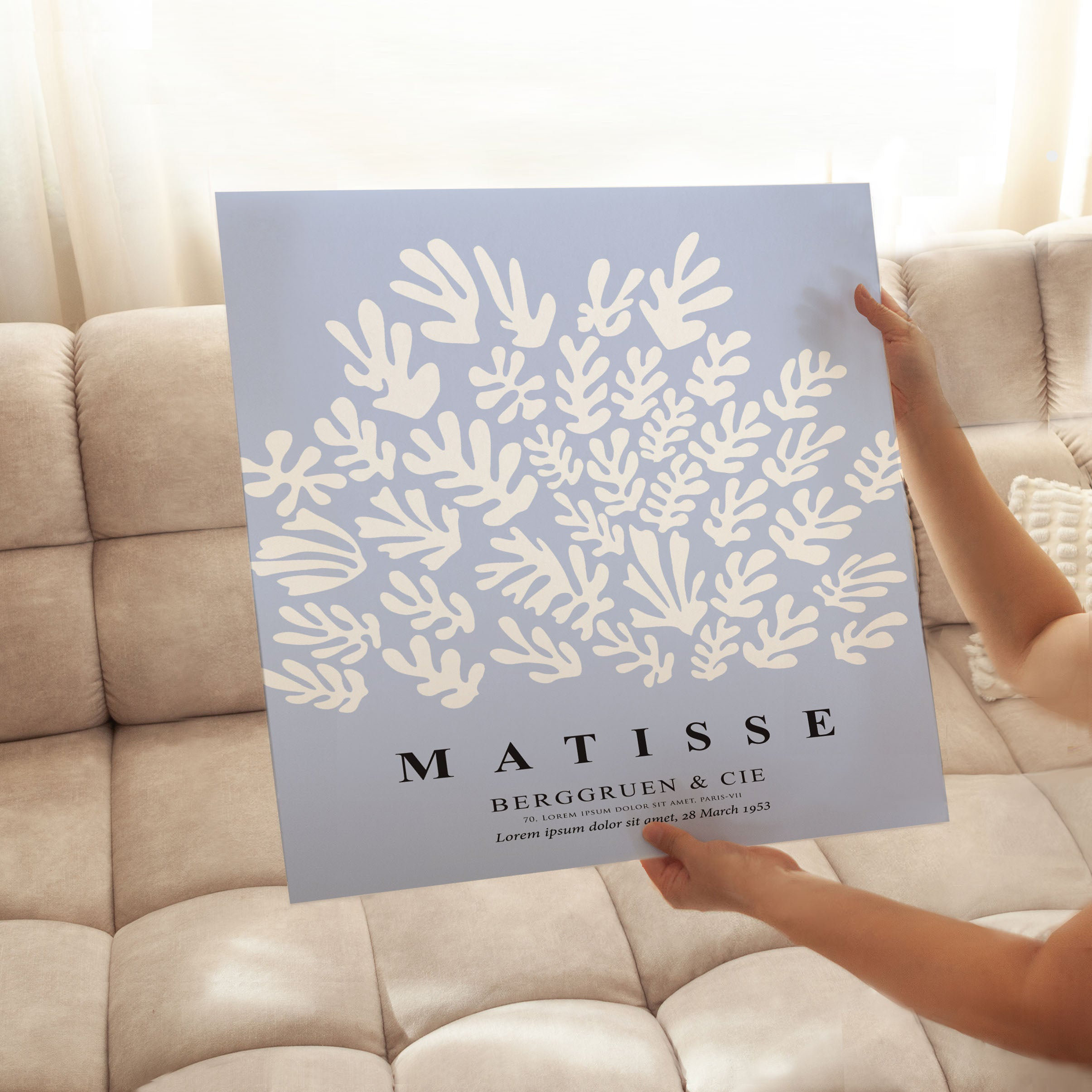 Vault W Artwork Abstract Matisee The Cutouts in Soft Blue Mid-Century ...